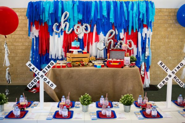 Samuel's retro train party – choo choo! – Confetti Fair